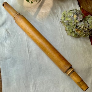 Antique Wood Long Rolling Pin Hanging Hole Cooks Tool Primitive ...