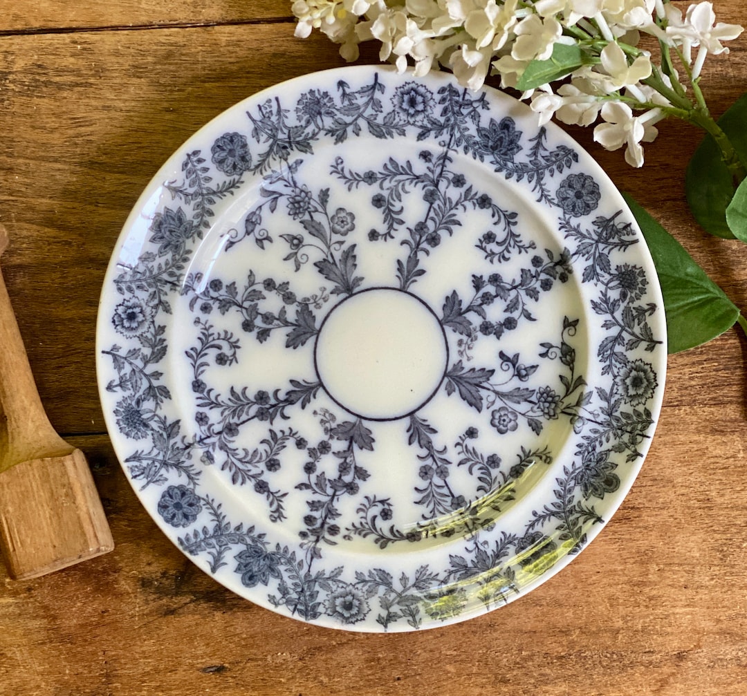 Antique Copeland Spode Blue Grey Delhi Salad Plate Ironstone ...