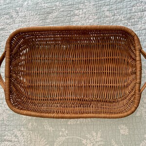 Vintage Wicker Basket Rectangle Serving Tray Storage With Handles - Etsy