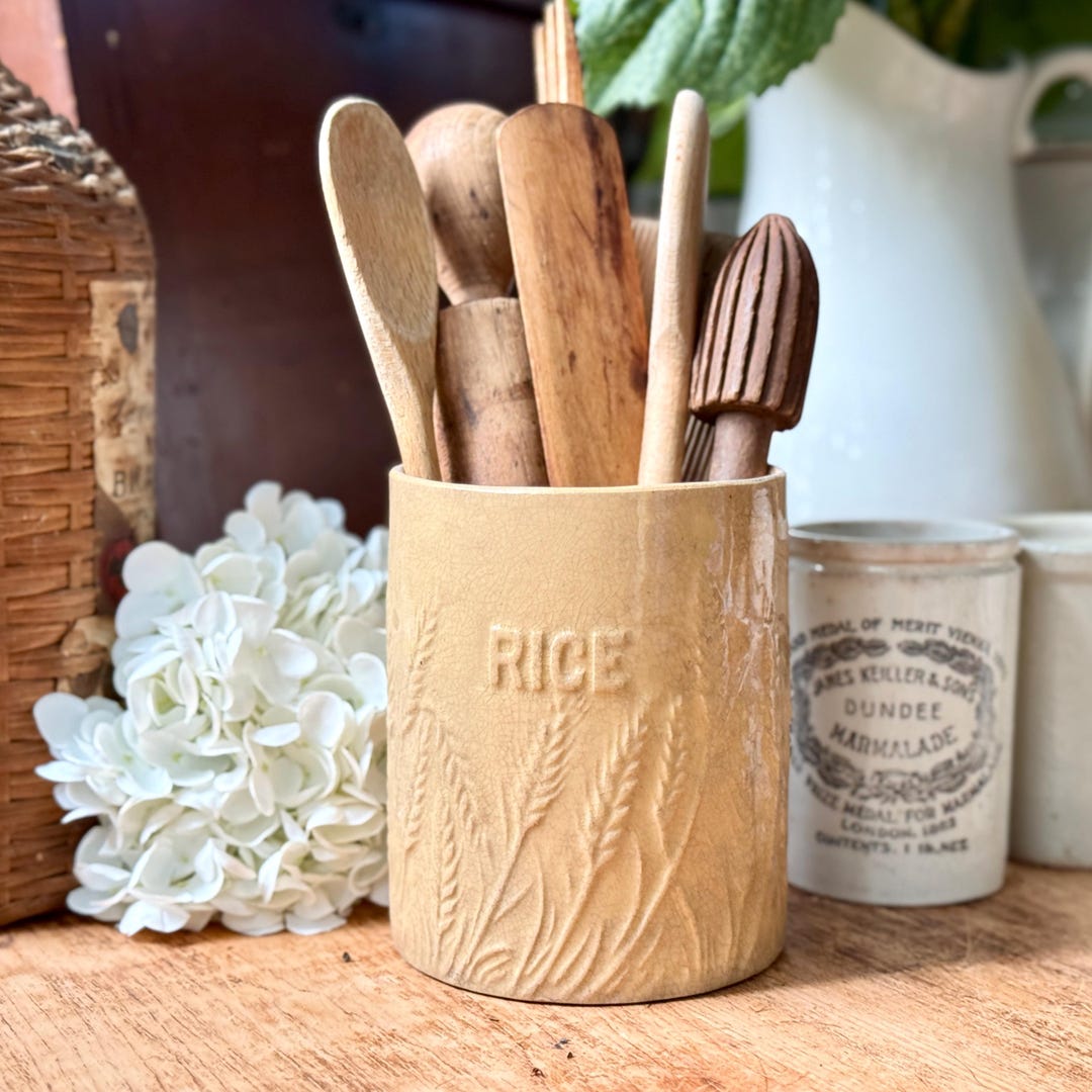 Rare Antique Hull Pottery Yellow Wheat Canister Utensil Jar Farmhouse ...