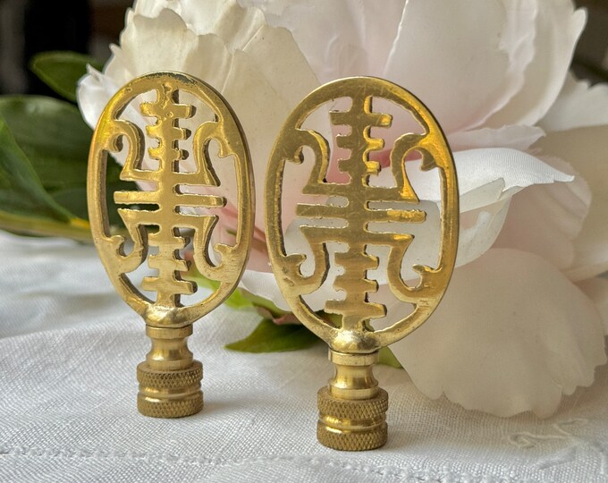 Vintage Chinoiserie Asian Brass Lamp Finial Set of 2 - Etsy