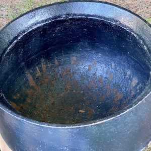 Antique Extra Large Black Cast Iron Cauldron With Handles Primitive ...