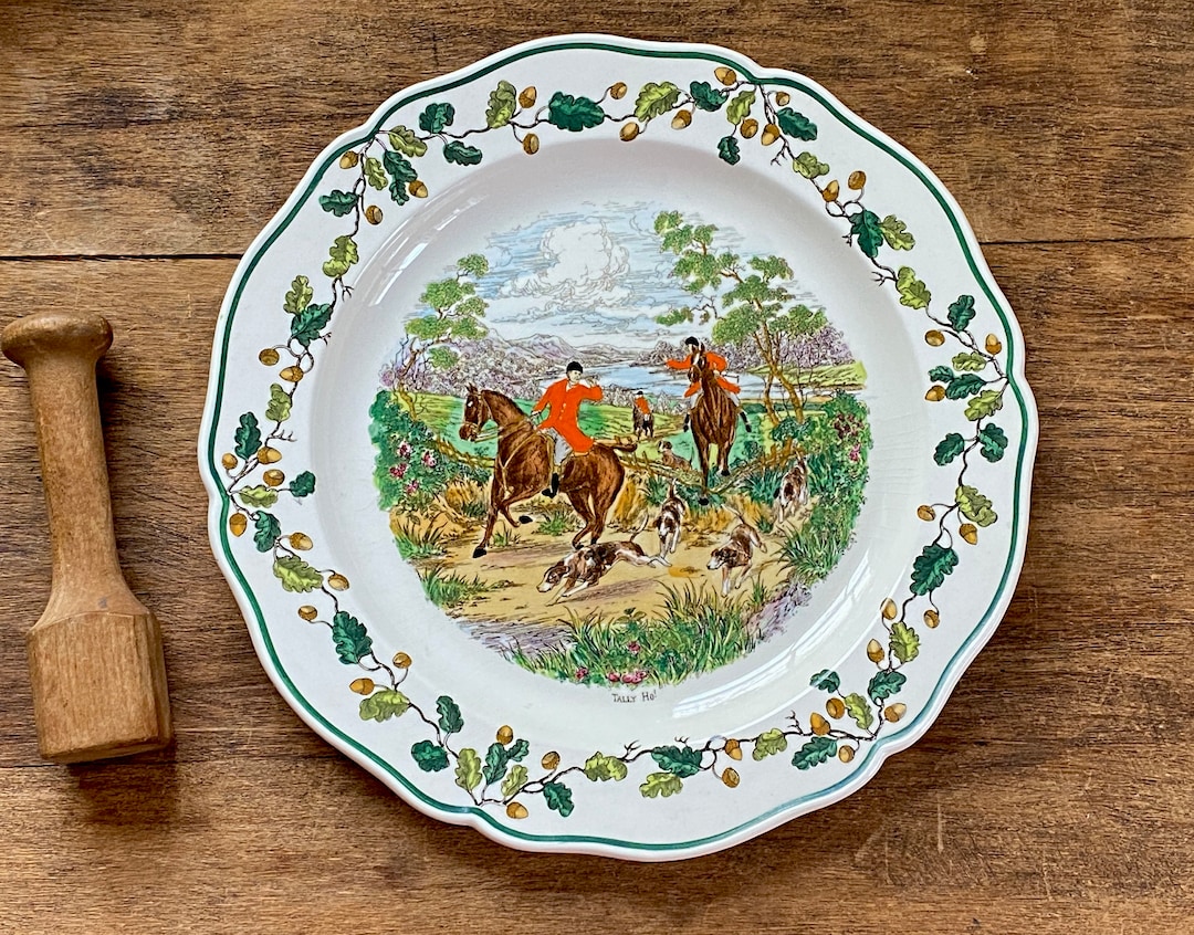 Wedgwood TALLY HO Meynell Hunt Equestrian Dinner Plate Horse Hound Dog ...