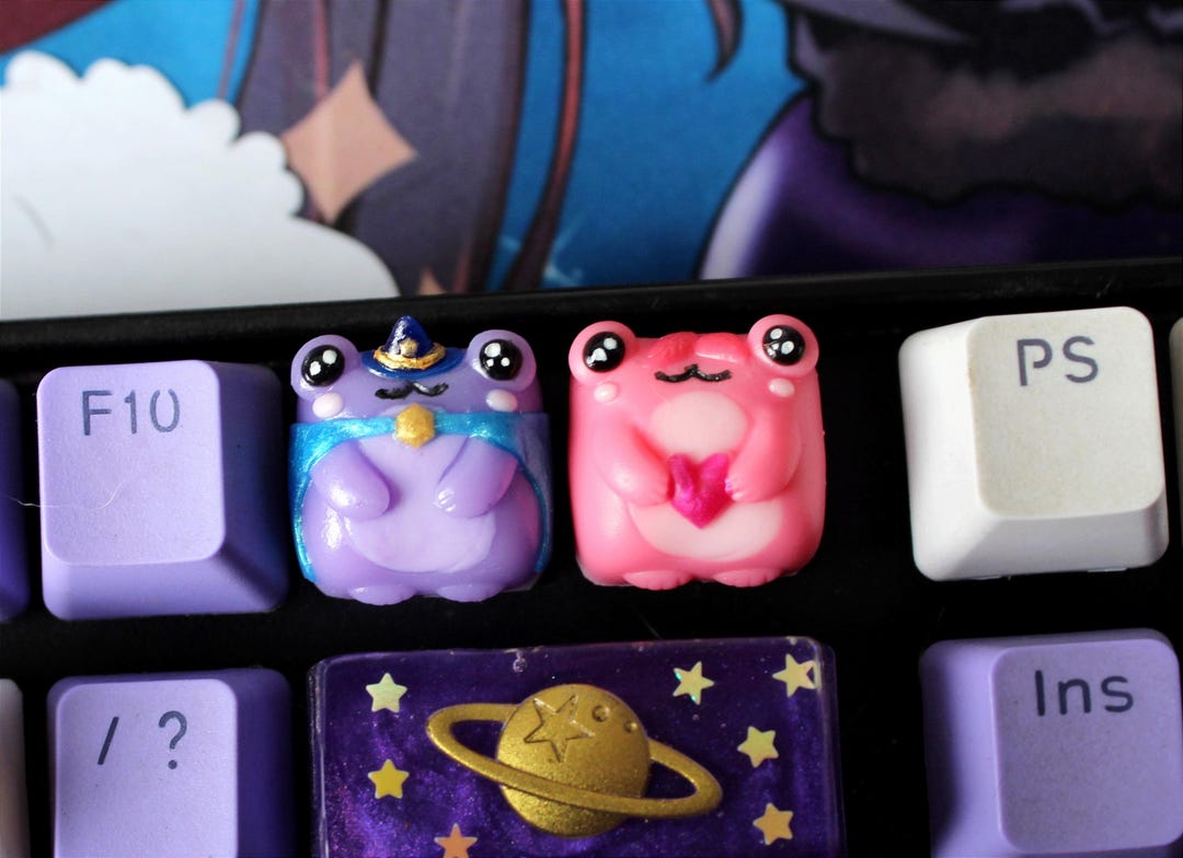 Cute Frog Keycaps, Wizard Frog, Pink Frog, Gift for Gamers, Mechanical ...