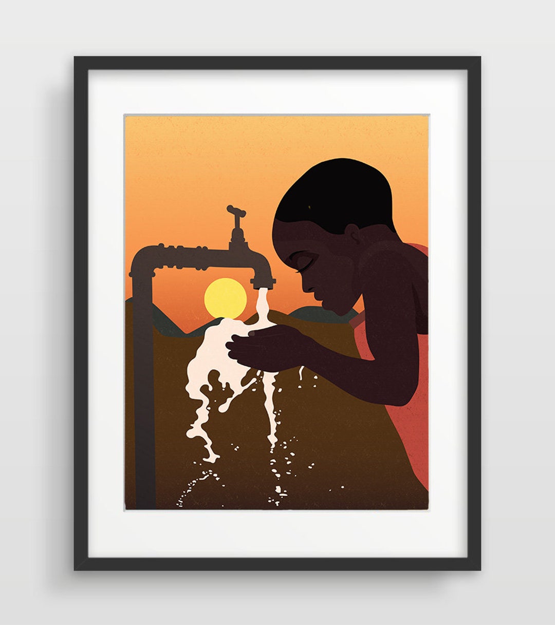 Clean Water Printable, Downloadable Art Print, Child Drinking Clean ...