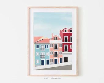 Row Houses Illustration Art Print Colorful Homes in NYC - Etsy