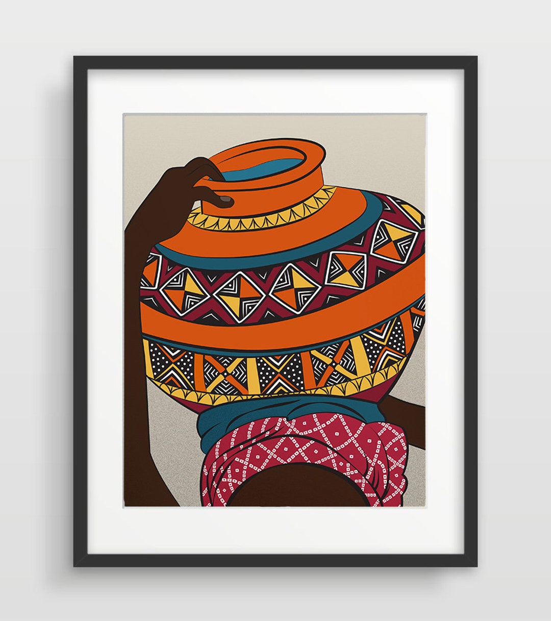 Clean Water Printable, Masai Art Print, Tanzania, Water Pot, Pattern ...