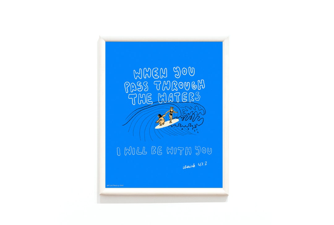 Jesus Surf Club | Isaiah 43:2 | Christian Surf Print | Home Decor ...