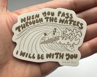 Surfing Jesus Waterproof Sticker: Christian Faith Decal - Etsy