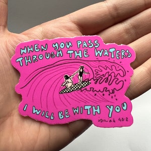 Surfing Jesus Waterproof Christian Sticker Faith Verse Bible Sticker ...