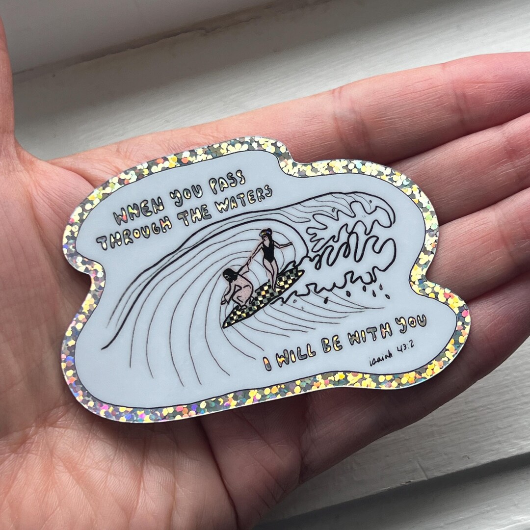 Surfing Jesus GLITTER EDITION | Waterproof Christian Sticker | Faith ...