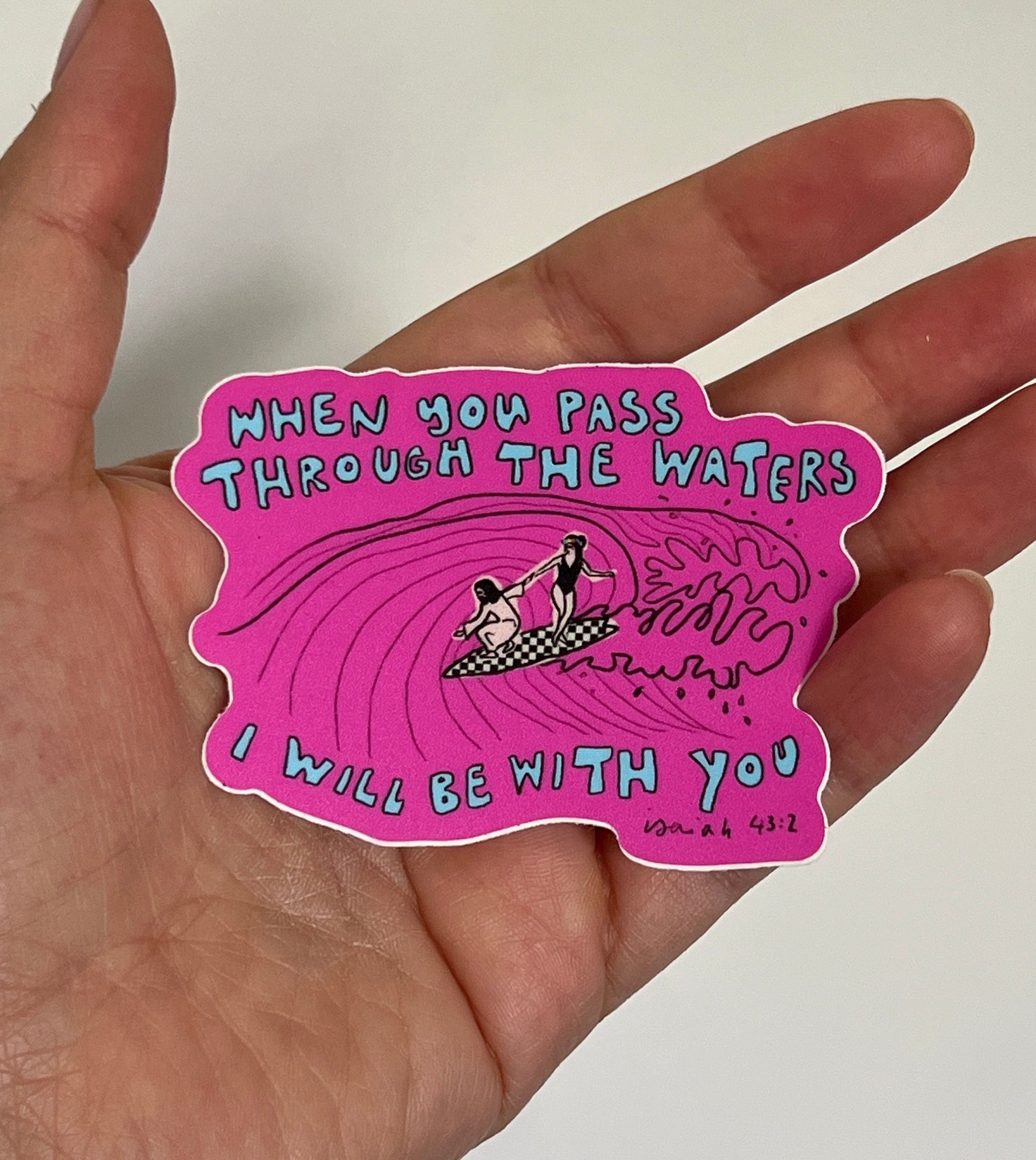 Surfing Jesus Waterproof Sticker: Christian Faith Decal - Etsy