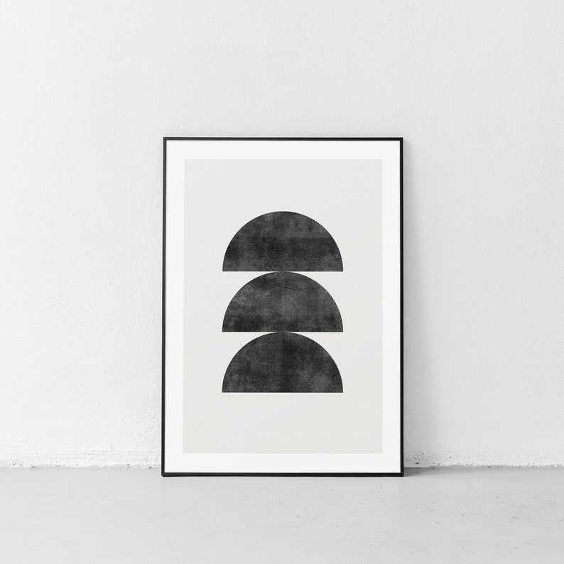 Black Half Circle Print Semicircle Wall Decor Geometric Design Modern ...