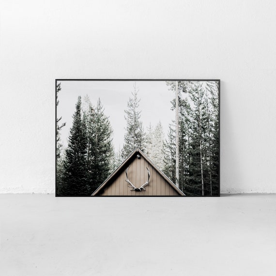 Log Cabin Printable Poster Forest Photography Pine Trees - Etsy
