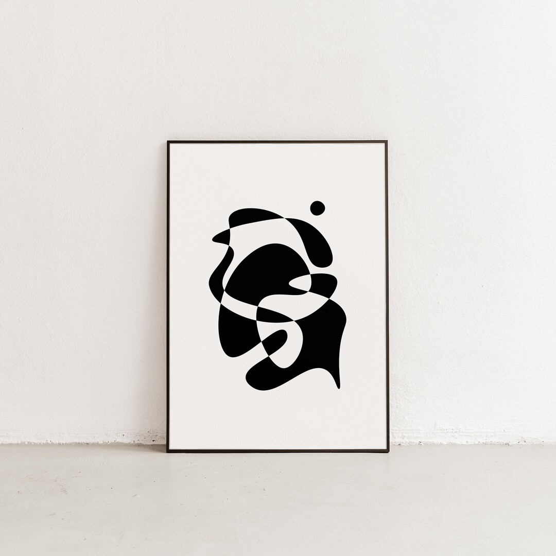 Black Mid Century Modern Art Print Abstract Printable Artwork ...
