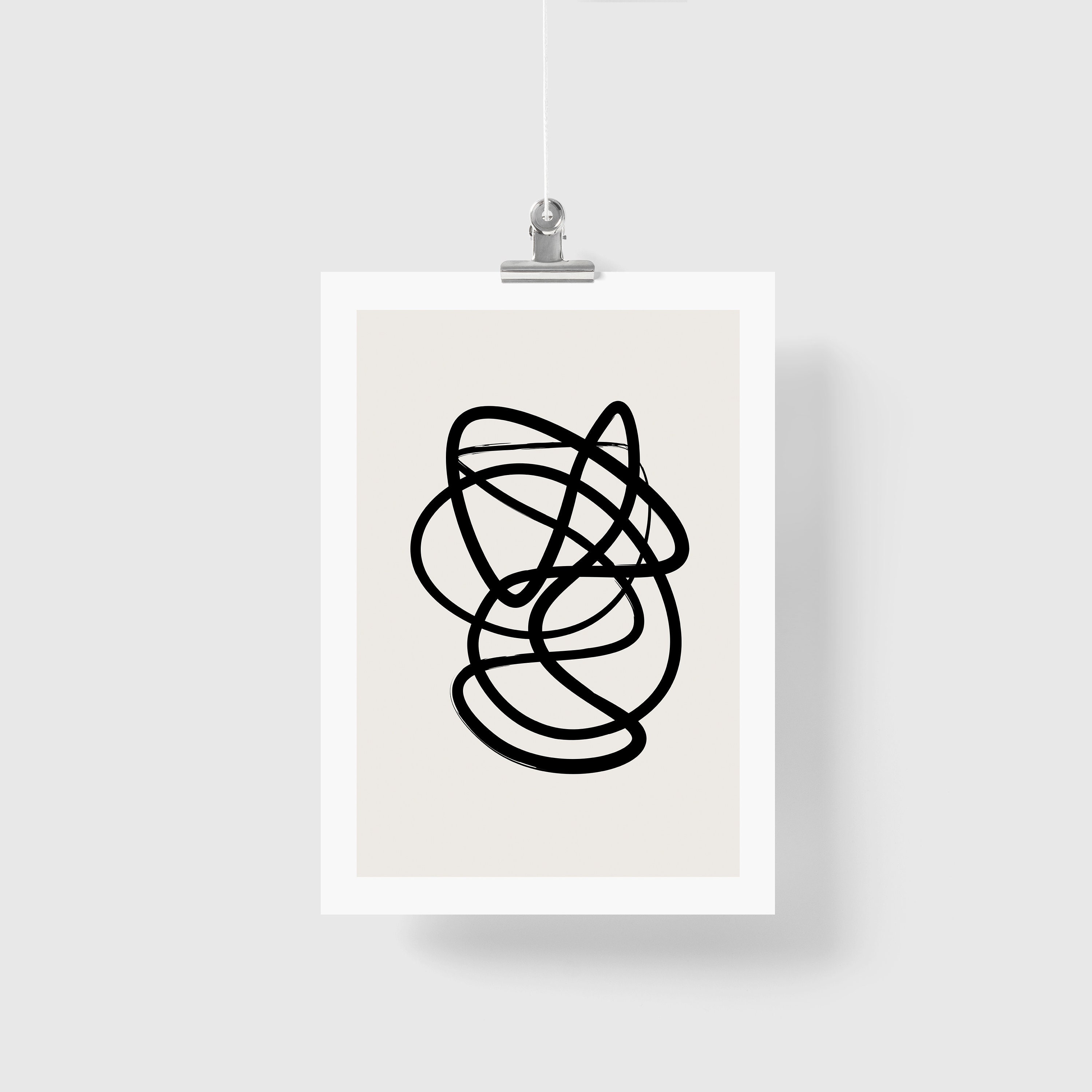 Mid Century Modern Printable Art Thick Black Line Print Large Abstract ...