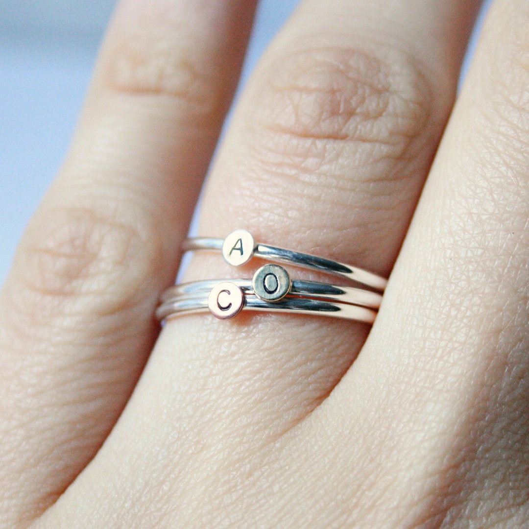 Stackable Letter Ring, Personalized Initial Rings, Sterling Silver ...