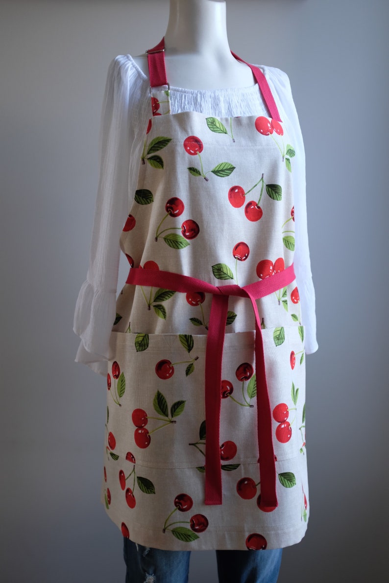 Handmade Apron in Cherry Print - Etsy