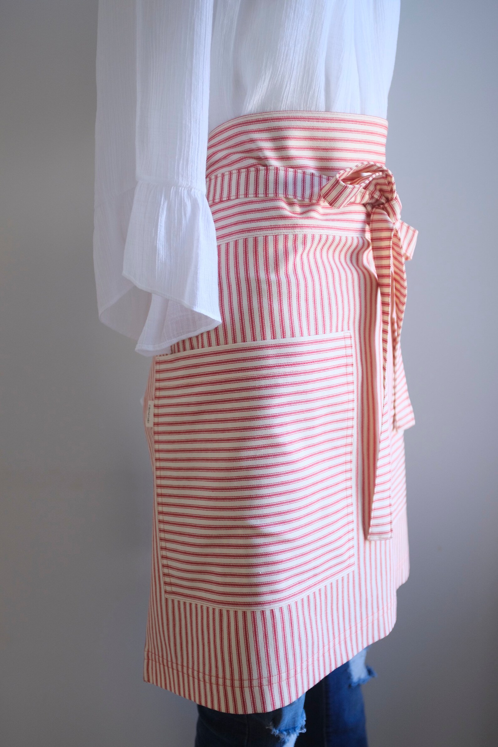 Handmade French Ticking Stripe Half Apron: Farmhouse Style - Etsy