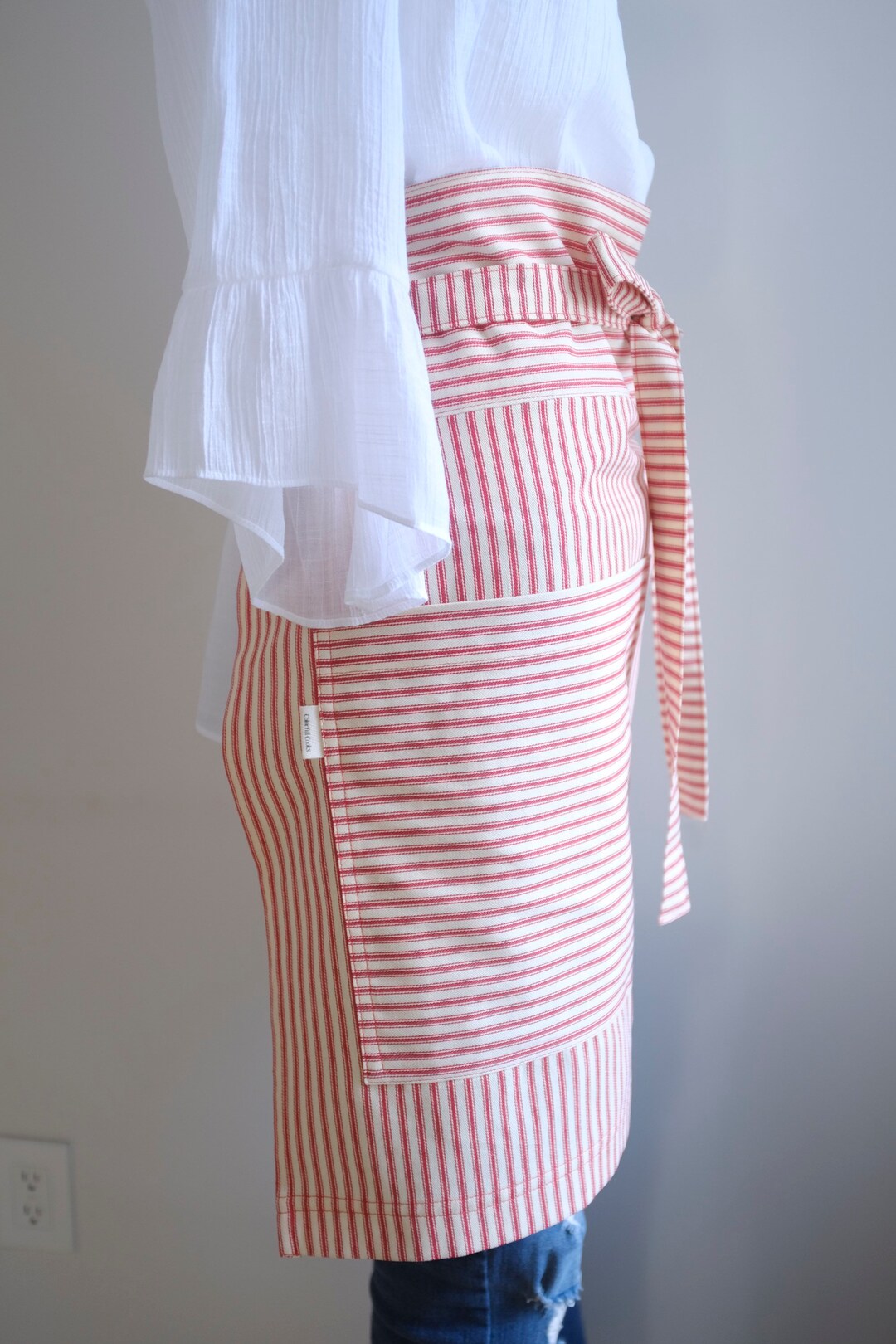 Handmade French Ticking Stripe Half Apron: Farmhouse Style - Etsy