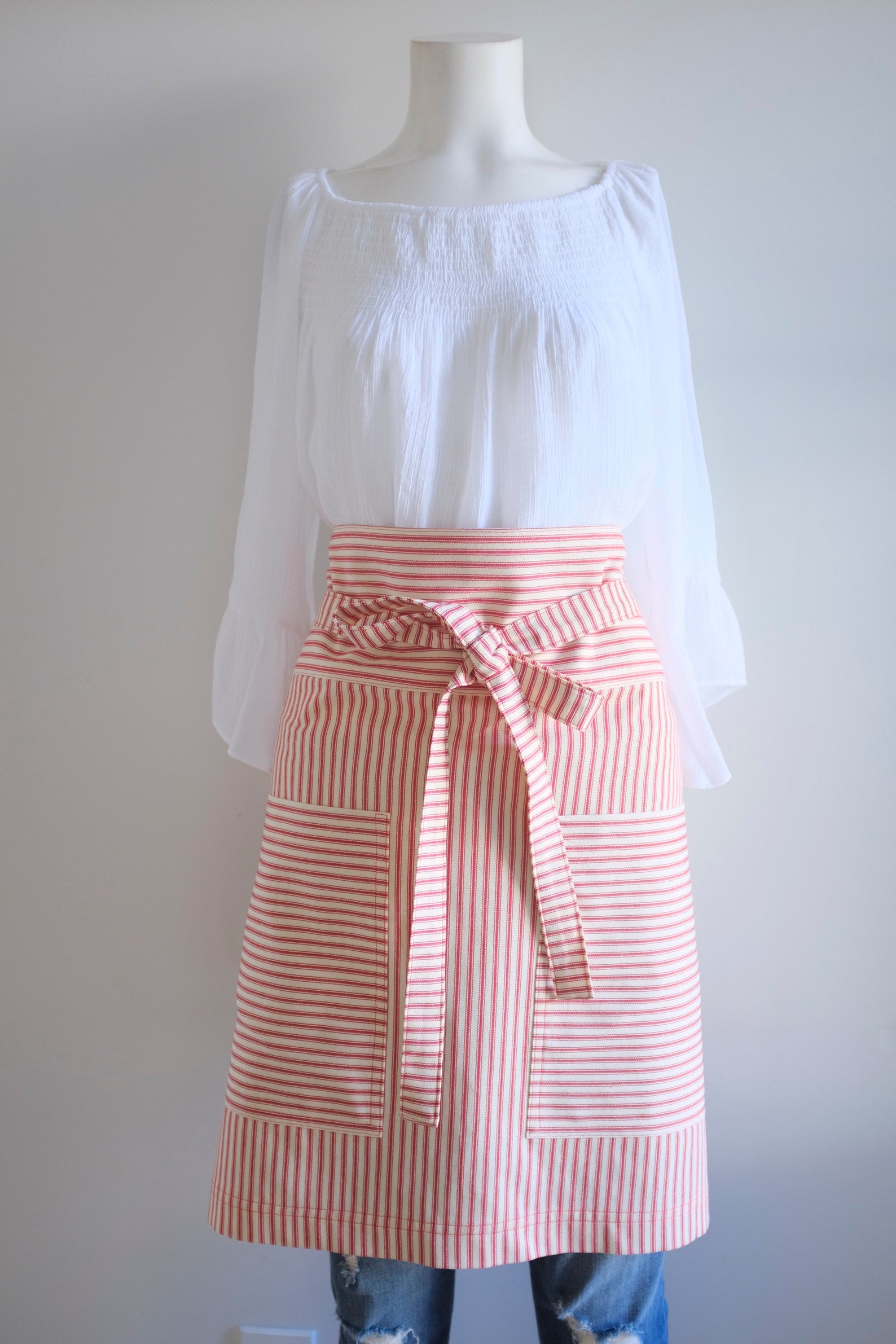 Handmade French Ticking Stripe Half Apron: Farmhouse Style - Etsy