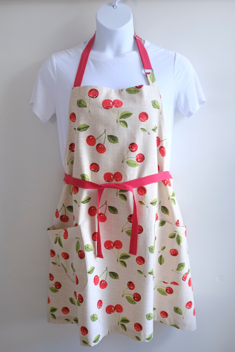 Handmade Apron in Cherry Print - Etsy
