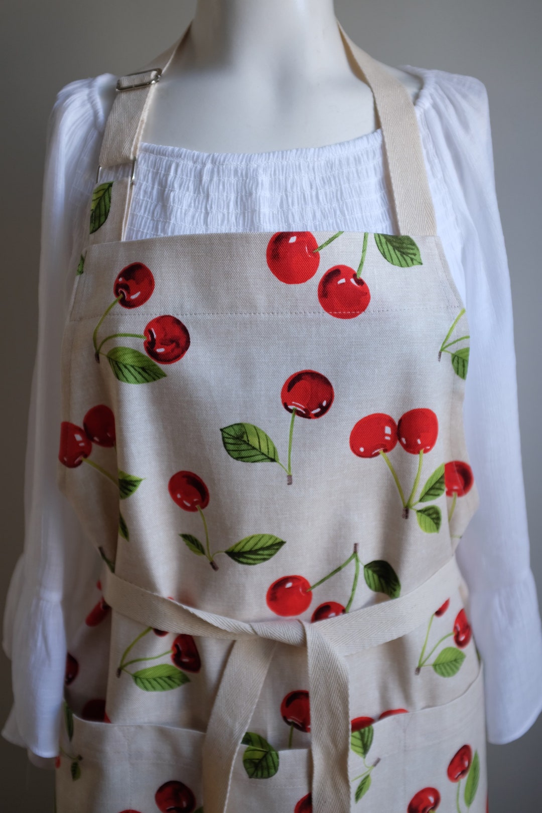 Handmade Apron in Cherry Print - Etsy