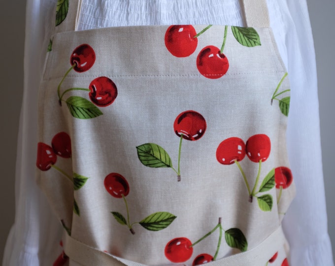 Handmade Apron in Cherry Print - Etsy