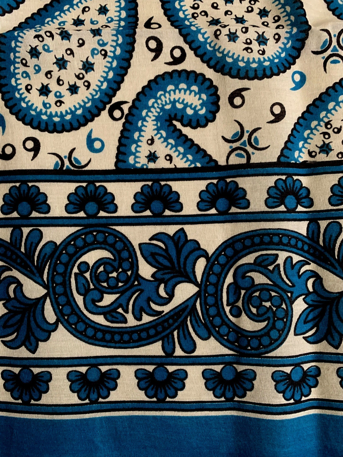 Single Khanga in Blue and Black Paisley African Print Fabric, African ...