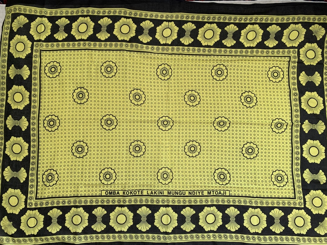 Single Khanga in Yellow and Black African Print Fabric - Etsy