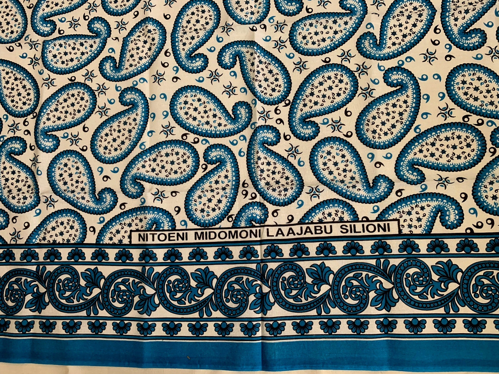 Single Khanga in Blue and Black Paisley African Print Fabric, African ...