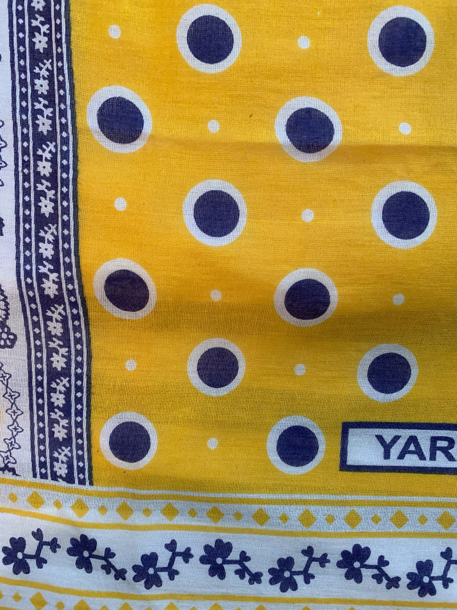 Single Khanga in Navy Blue and Yellow Paisley and Polka Dots African ...