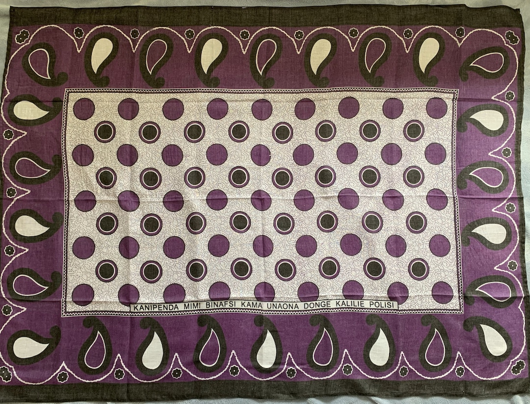 Single Khanga in Purple and Black African Print Fabric, Kanga Cloth ...