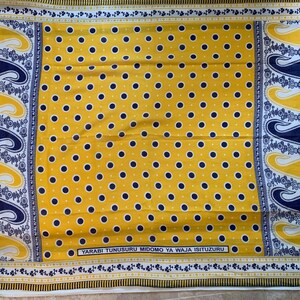 Single Khanga in Navy Blue and Yellow Paisley and Polka Dots African ...