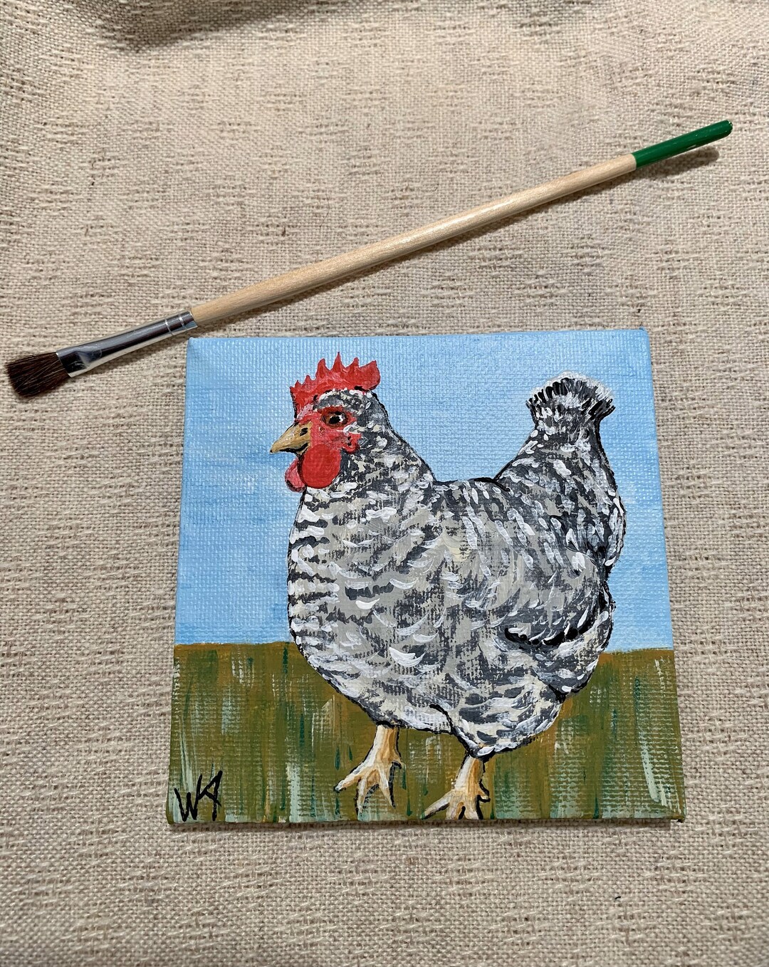 Miniature 4x4 Painting on Canvas, Original Art, Acrylic Painting With ...