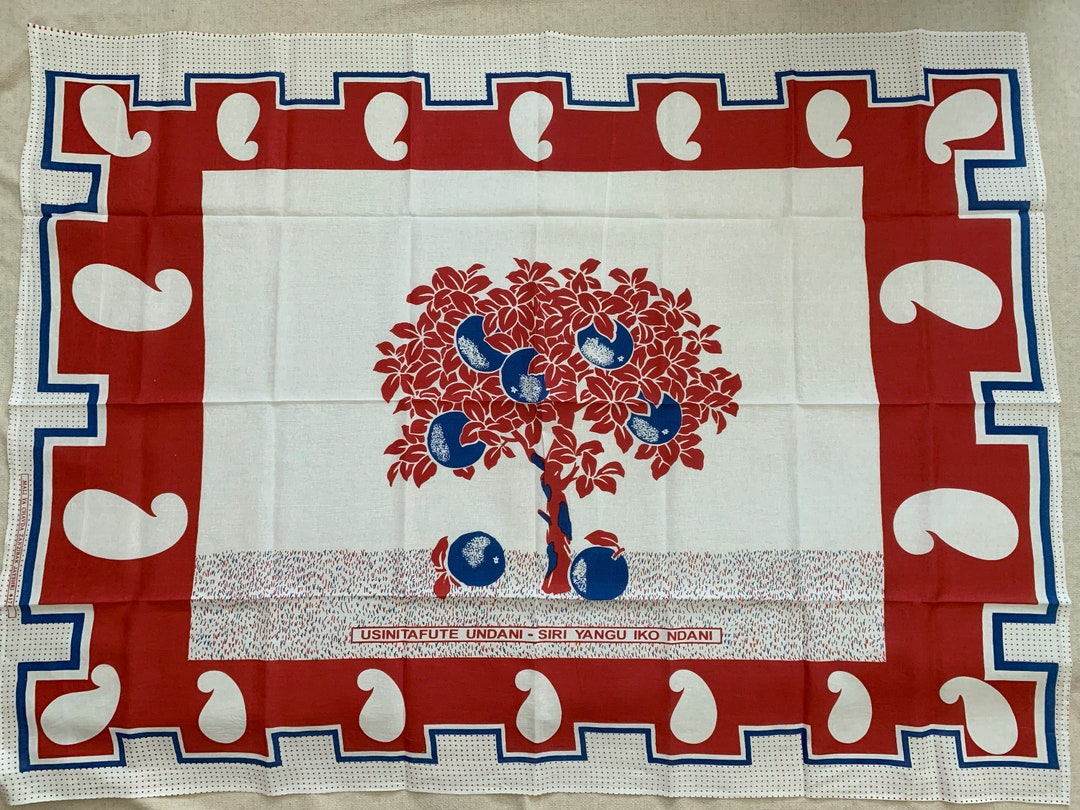 Single Khanga in Red, White, and Blue African Print Fabric With ...