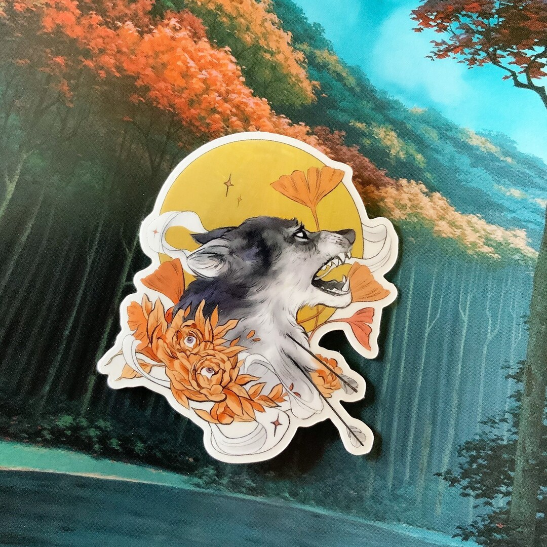 Vinyl Wolf Sticker 7x5cm Transparent Background Bullet Journal Planner ...