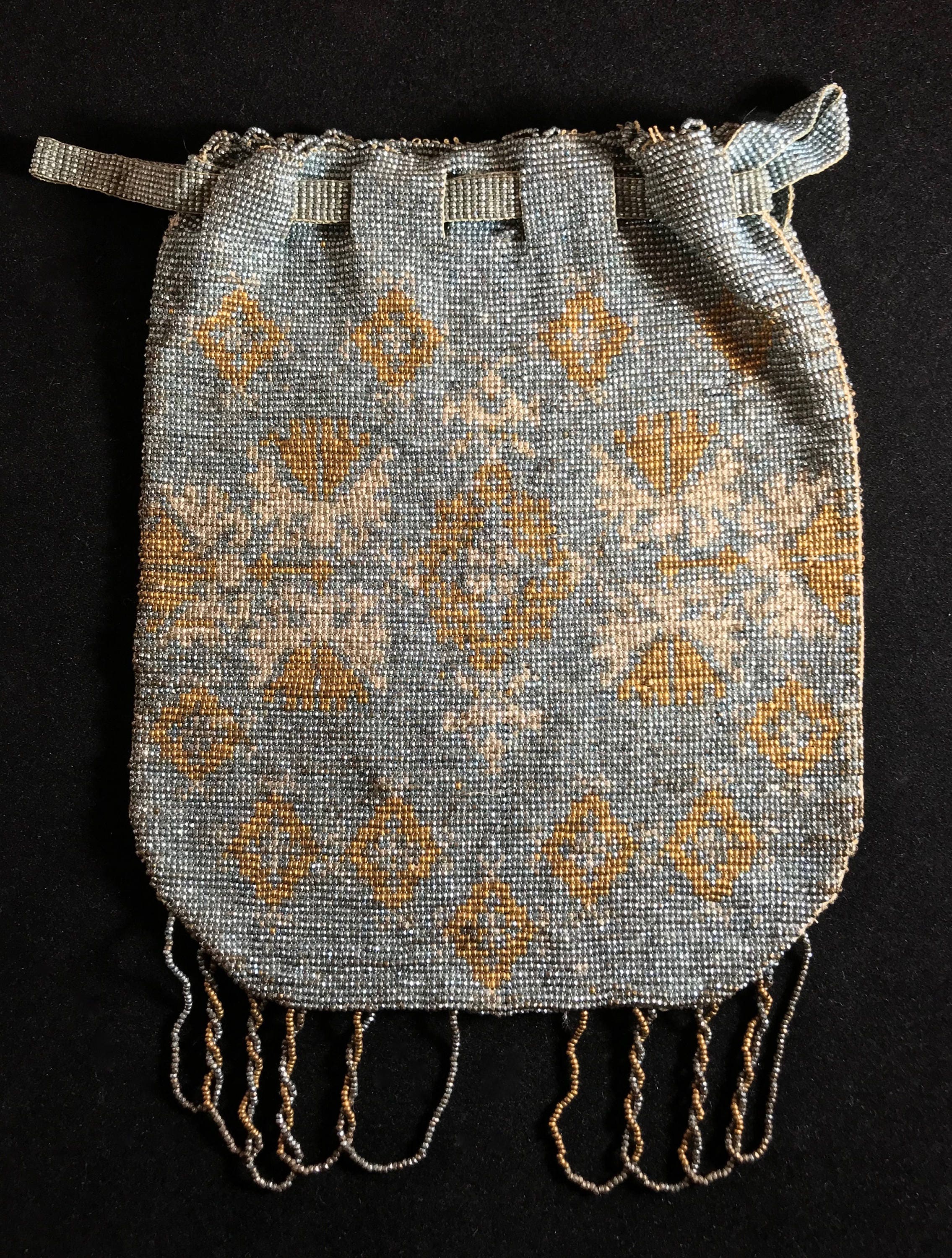 Antique Cut Steel Micro Beaded Reticule Purse With Geometric - Etsy