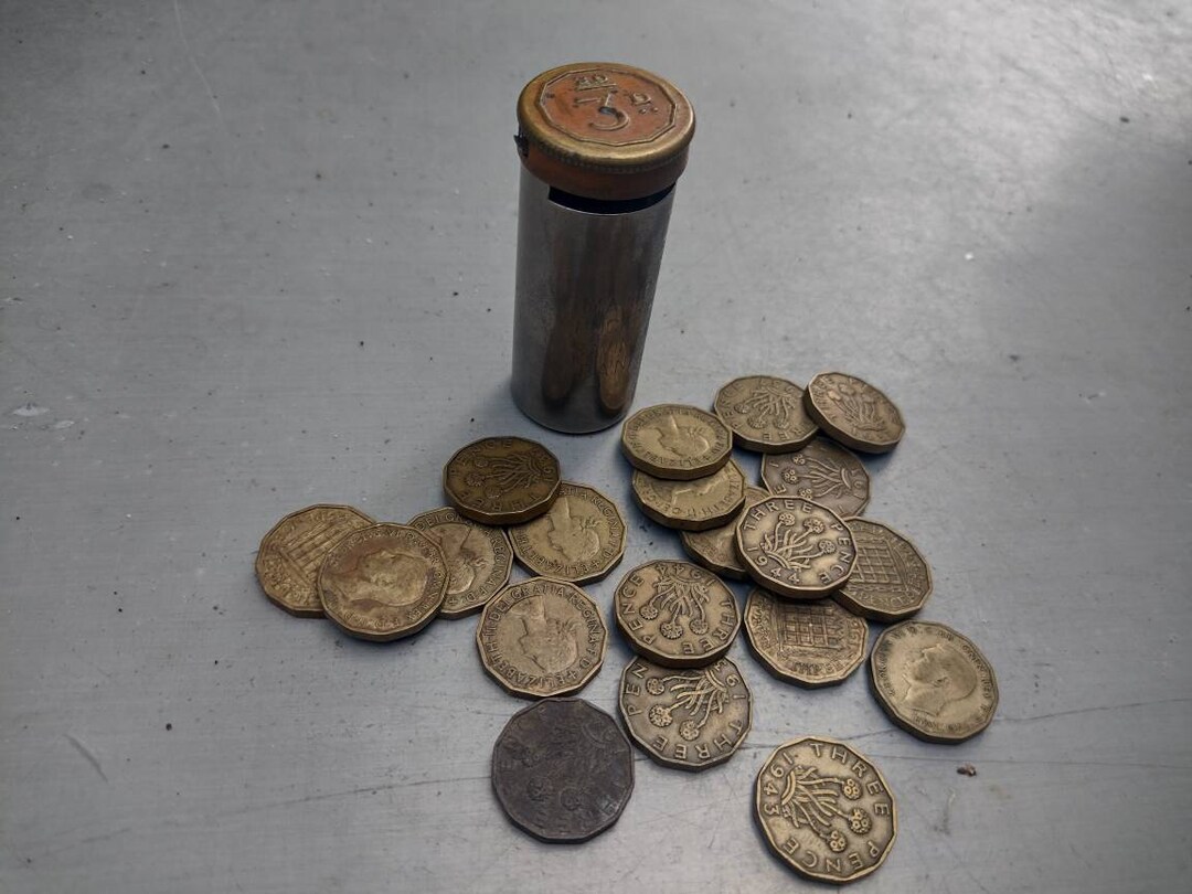 Vintage Pre-decimal Magic Pocket Savings Bank Containing Twenty 3 Penny ...