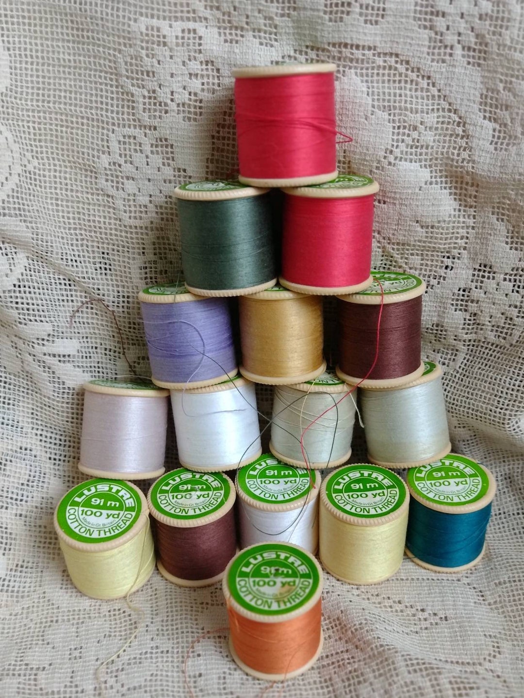 Sixteen Vintage, Plastic Spools of 1970s Lustre Cotton Thread - Etsy