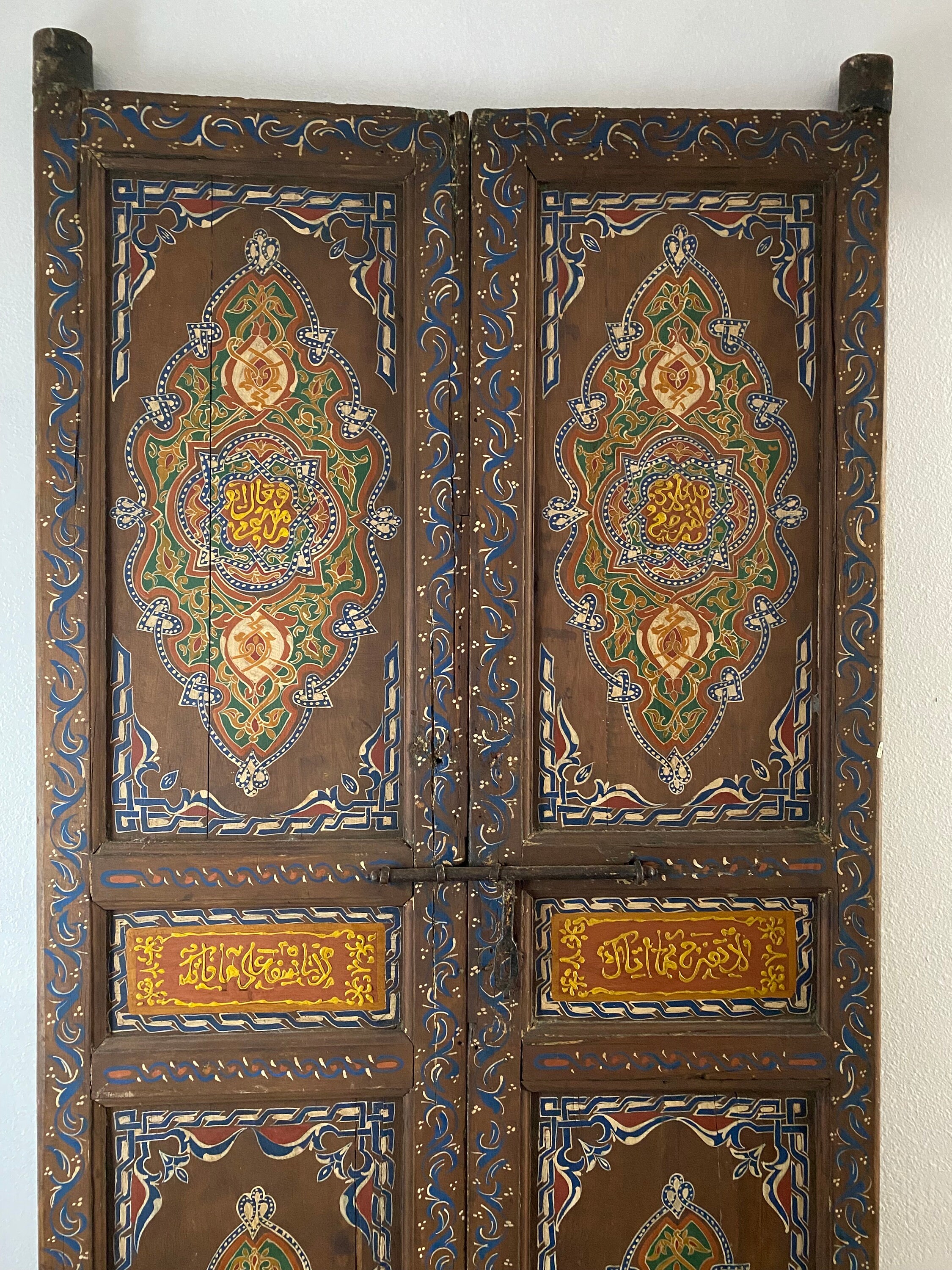 Painted Vintage Moroccan Double Riad Door Panels Hand Painted Indoor ...