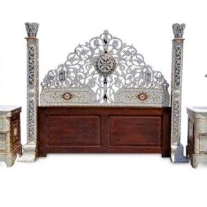 Syrian Mother of Pearl Inlaid King Bed Set: Headboard & Nightstands - Etsy