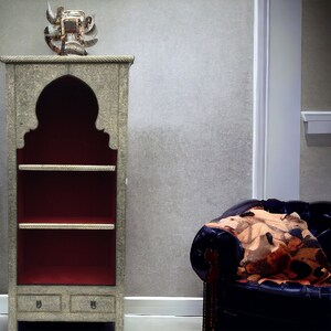 Silver Bookshelf - Upholstered Handmade Moroccan Bookshelf - Moroccan ...