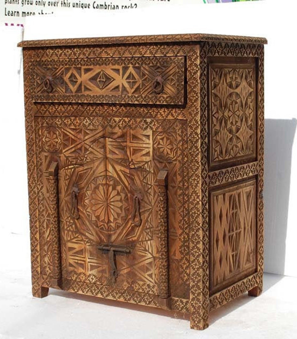 One of a Kind Handmade African Carved Wooden Cabinet Vintage Cedar ...
