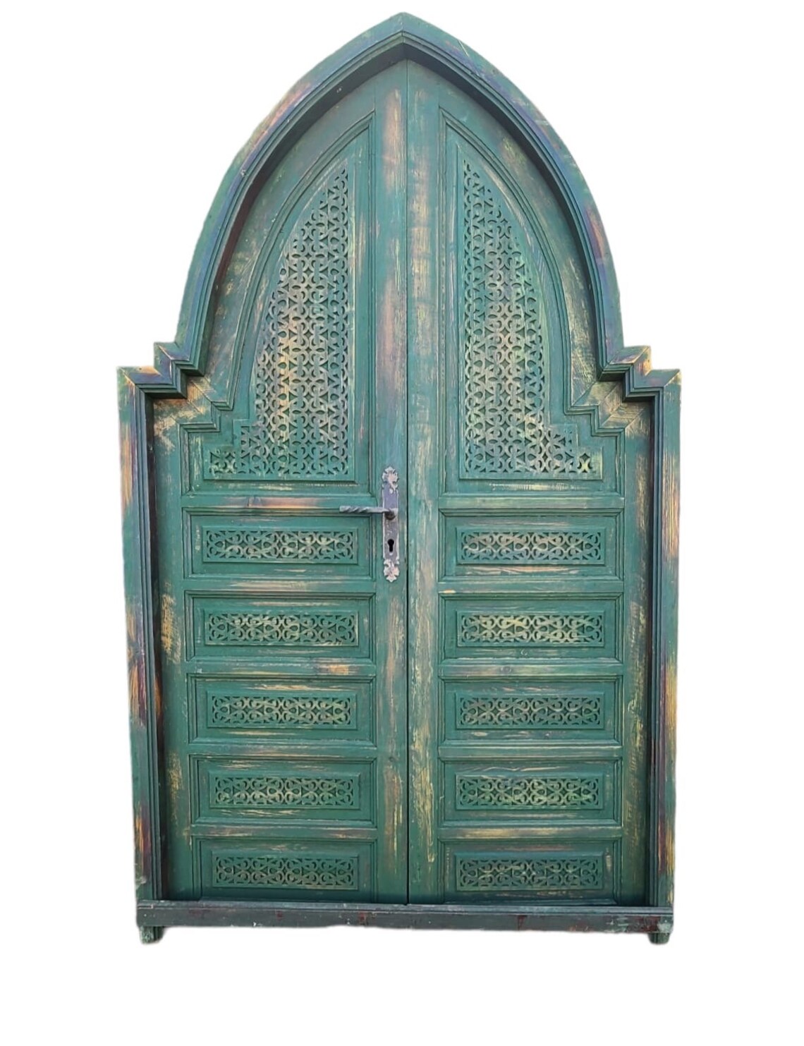 Vintage Native Berber Double Green Door Handmade Moorish Door for ...