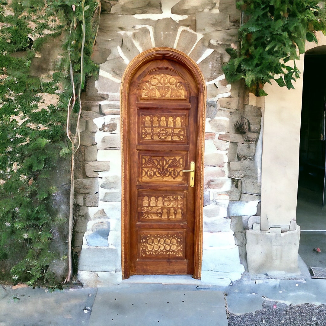 Tribal Native Berber Vintage Moroccan Arch Door Artwork Moorish Carved ...