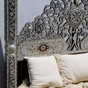Syrian Mother of Pearl Inlaid King Bed Set: Headboard & Nightstands - Etsy