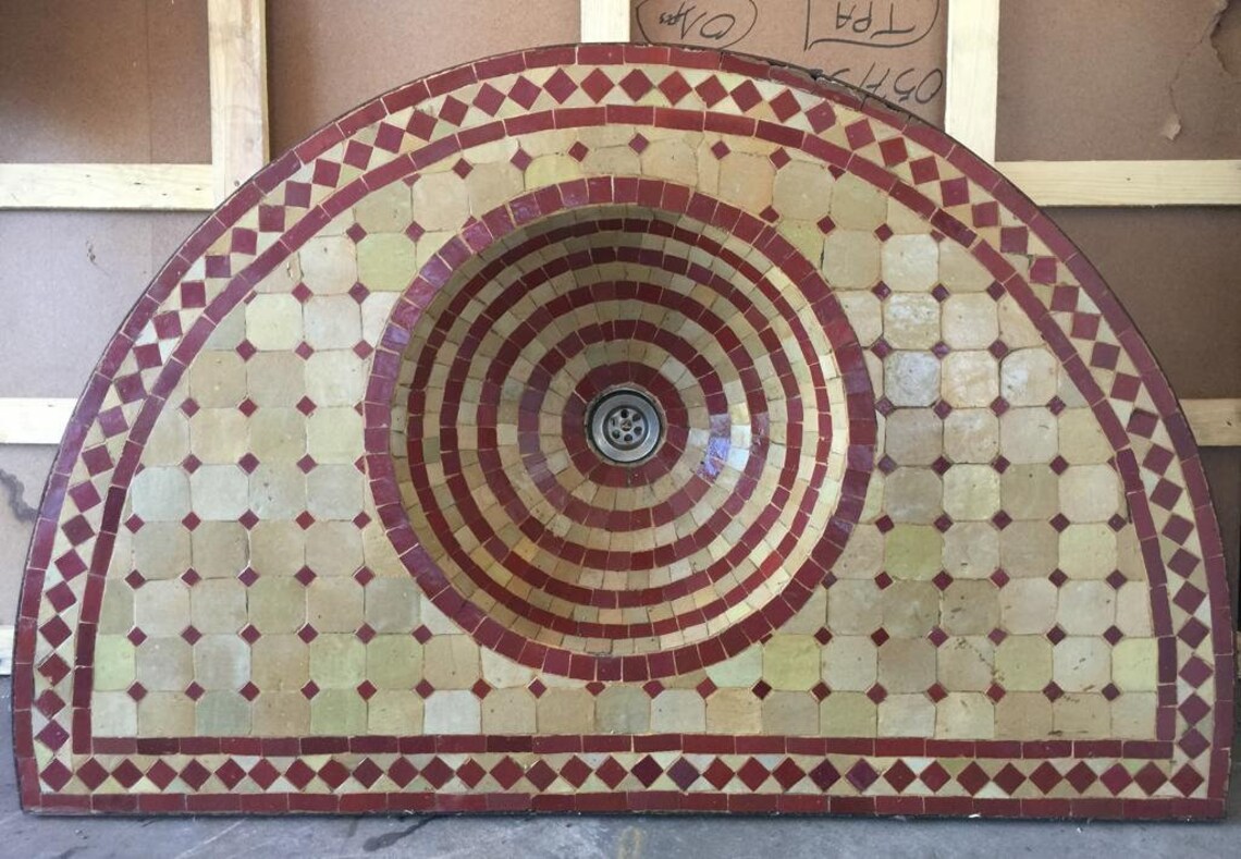 Half Moon Handmade Mosaic Tile Sink Vintage Harem Bathroom Vanity ...
