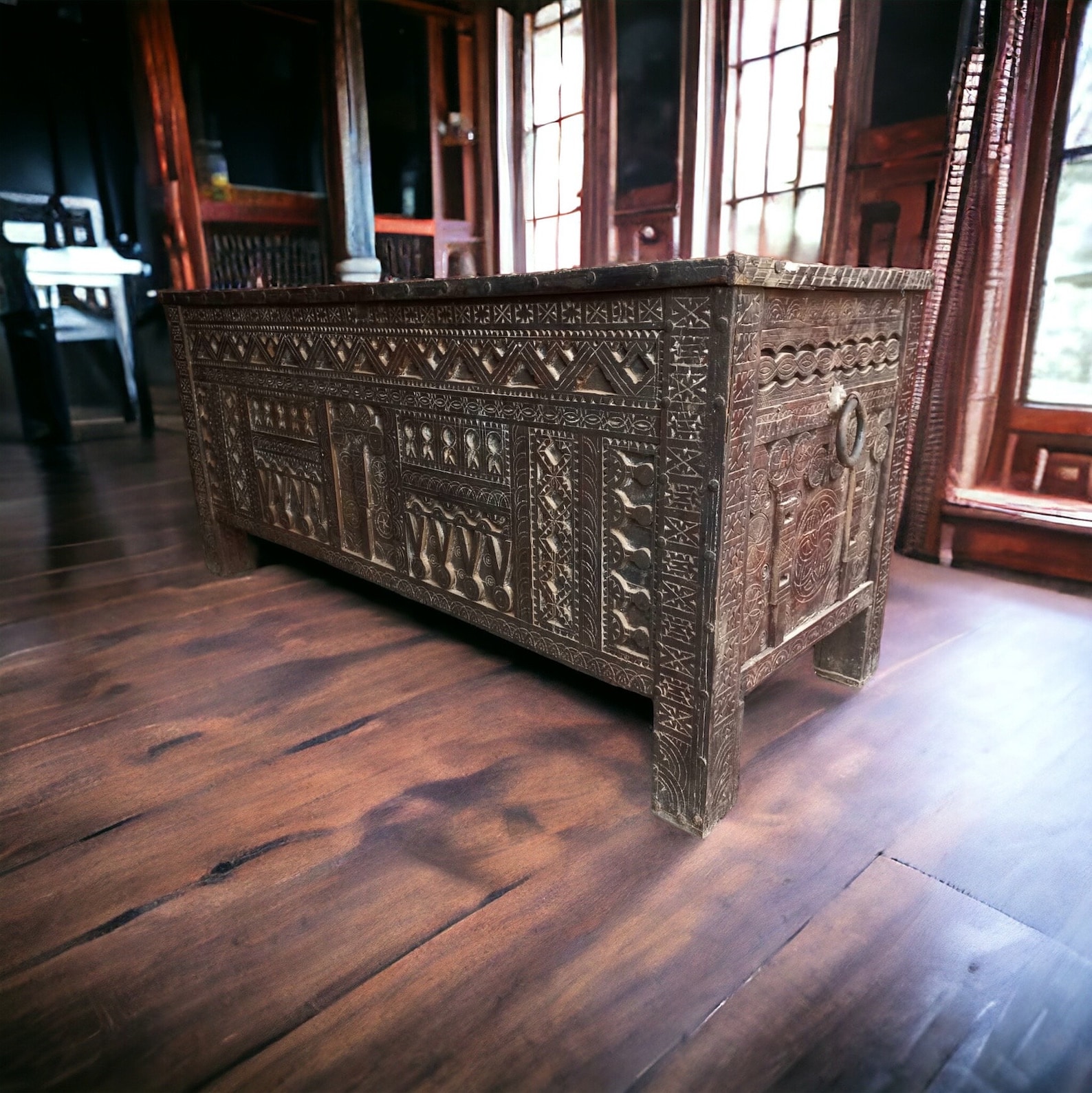 Extra Large Vintage Wooden African Chest Moroccan Primitive Bedroom ...