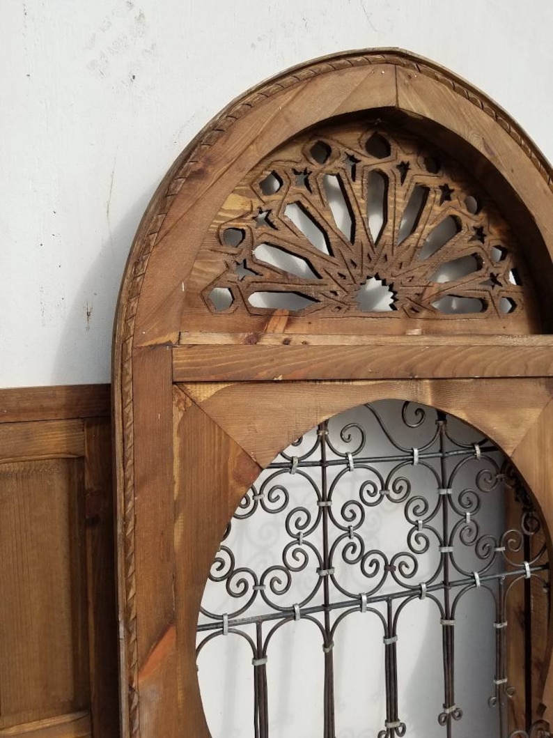 Vintage Moroccan Wrought Iron Filigree Window, Moorish Decor (56x30x3 ...